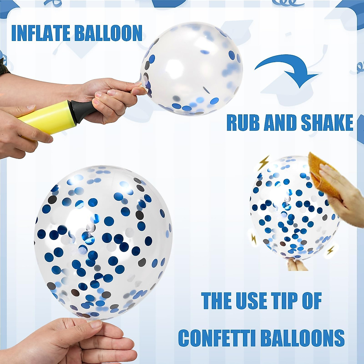 2024 graduation party decorations, 70pcs graduation balloons blue and white graduation decorations for college high school class of 2024 congrats grad party decor