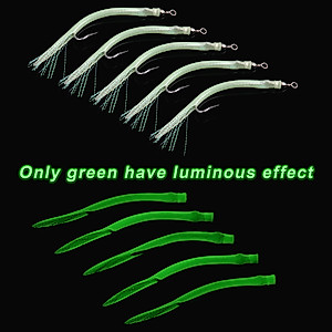 8 Packs Rubber Bass Tube Lures Cod Rig Teaser with Stainless Steel Hook Barrel Swivels Class Striped Bass Tube Lure Trolling Bass Cod Fishing EEL Hook Mix 7/0