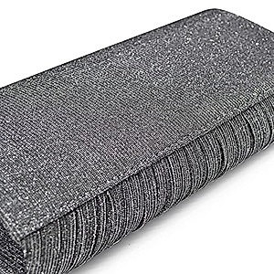 Premium Pleated Metallic Glitter Mesh Clutch Evening Bag Handbag, Grey One Size