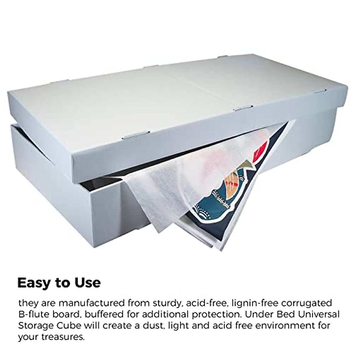 Lineco, Under Bed Storage Bins, Large Capacity Box with Lid, Archival Storage Containers for organizing Wedding Dress, Quilts, Gowns, Family Heirlooms, forever Keepsake Garment Box, 40x18x6 Inch