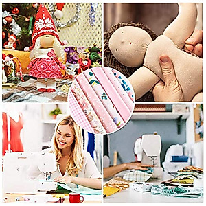 RODAKY Pink Series Cotton Fabric Bundles Rural Flower Stripe Sewing Crafting Material Polka Dot Squares Bundle Fabric Patchwork Japanese Style Cotton Scraps for DIY Handmade Quilting 7PCS 25x25CM