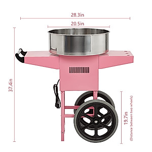 Garvee Extra Large Cotton Candy Cart -Commercial Cotton Candy Machine,Electric Cotton Candy Floss Maker with Drawer,20 inch Stainless Steel Bowl Perfect for Commercial Use Home Party Carnival,21x21x18
