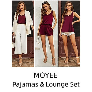 MOYEE Women Silk Pajama Set Soft Satin V Neck Tank Top and Shorts 2 Piece lounge Sets with Pockets(Wine Red, Large)