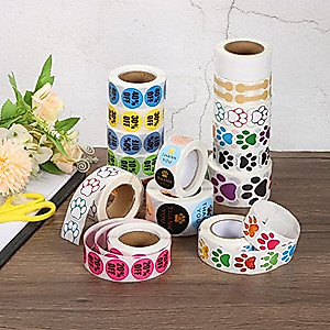 MECCANIXITY 1 Roll Paw Print Thank You Labels 1.5 Inch Adhesive Gold Dog Paw Tags for Greeting Card, DIY, Business, 500 Count/Roll