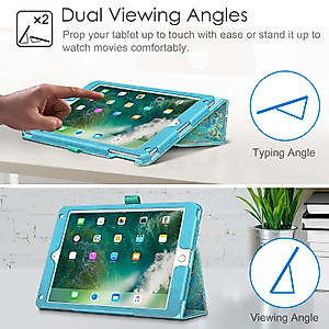 Fintie Folio Case for iPad 6th / 5th Generation (2018/2017), iPad Air 2 / Air 1 (9.7 Inch) - [Corner Protection] Premium Vegan Leather Stand Cover, Shades of Blue