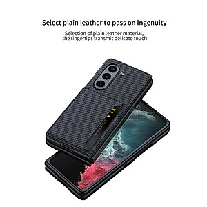SHIEID Galaxy Z Fold 5 Wallet Case Ultra Thin Leather Samsung Fold 5 Case with 2 Card Slots Kickstand Phone Cover for Samsung Galaxy Z Fold 5 2023, Carbon Fiber Pattern