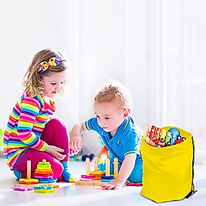 KUUQA 2 Pcs Yellow Drawstring Backpack Drawstring Bag Bulk Sports Cinch Bags String Backpack Storage Bags for Gym Traveling