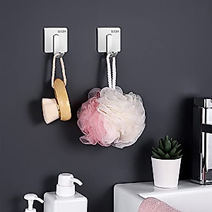 Adhesive Hooks,Waterproof 304 Stainless Steel Wall Hooks for Hanging Key,Coat,Towel,Kitchen,Bathroom Metal Adhesive Hanger Hooks Heavy Duty (2Pack, Silver)