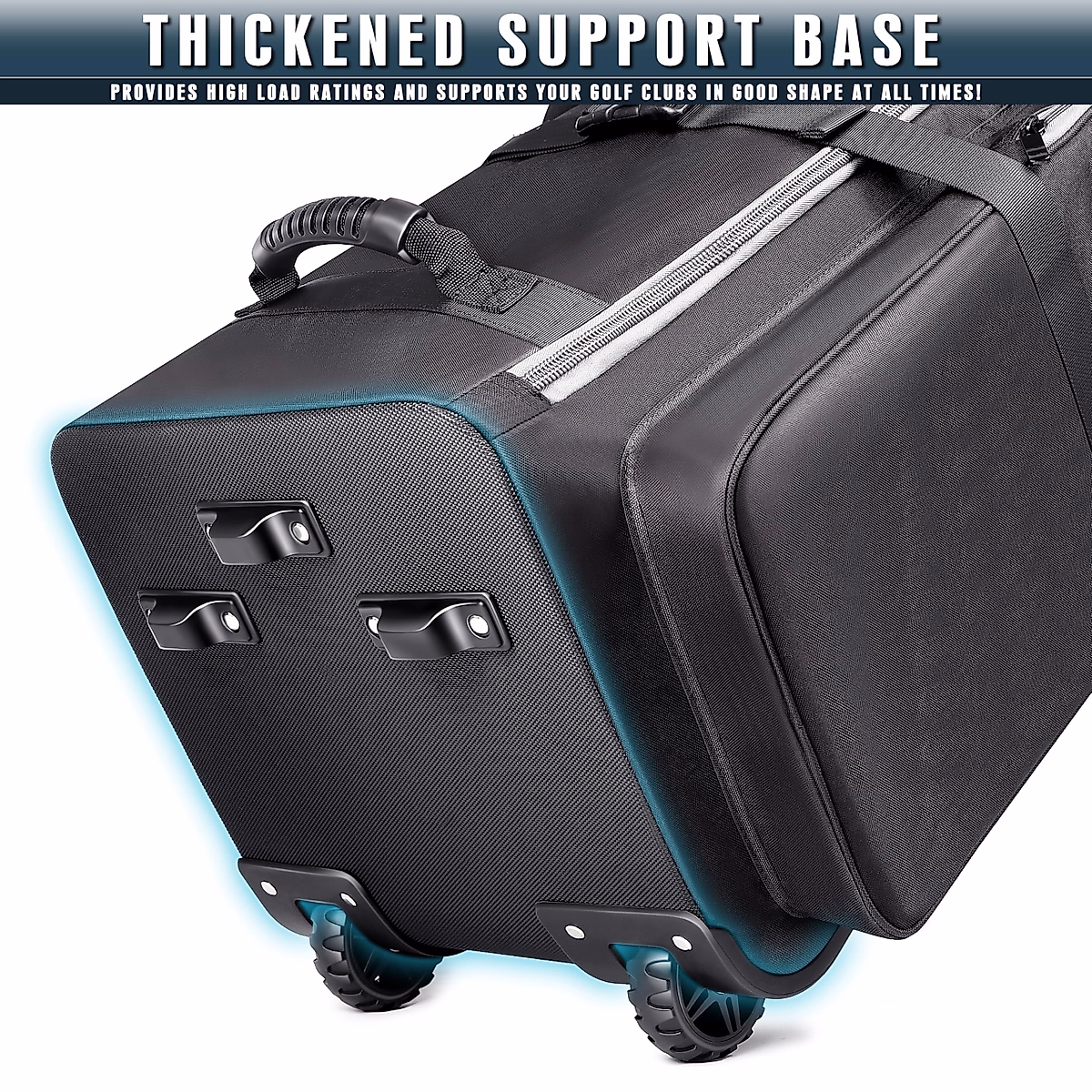 CHAMPKEY Premium Soft-Padded Golf Travel Bag with Anti-Impact Support System - 1200D Oxford Fabric Golf Travel Cover (Travel Bag with Grey Support Rod)