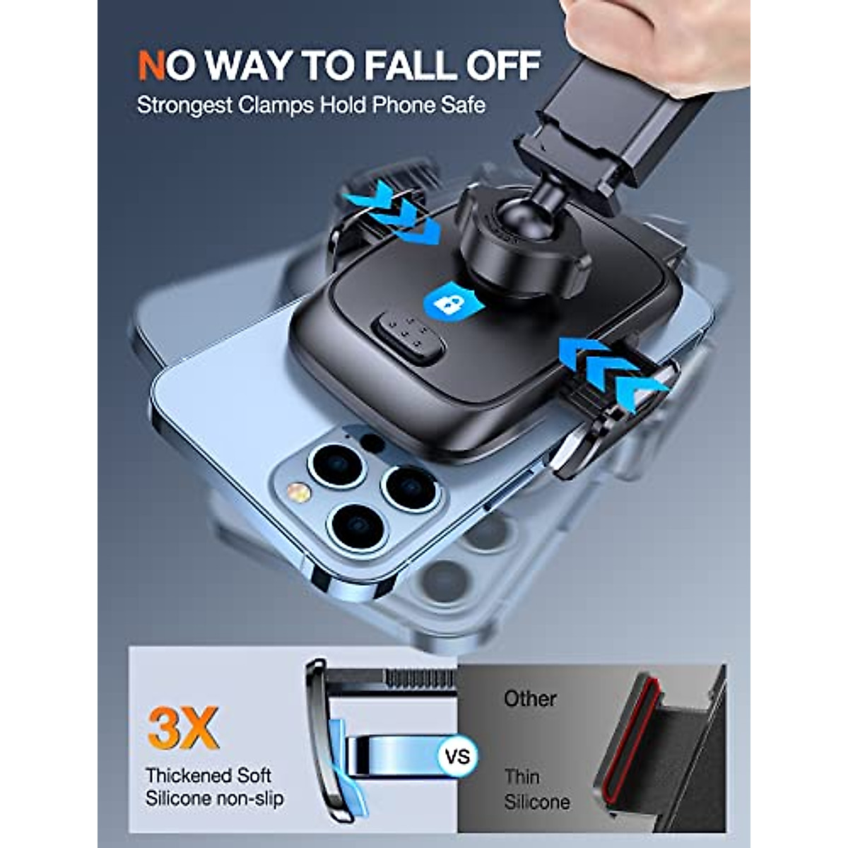 TORRAS Silicone Phone Mount for Car [Anti-Slip & Anti-Scratch] Cell Phone Holder Mount [Thick Case Friendly] Universal for Dashboard Air Vent Windshield iPhone 14 13 12 Pro Max Samsung Galaxy S22