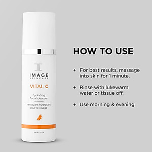 IMAGE Skincare, VITAL C Hydrating Facial Cleanser, Gentle Face Wash with Vitamin C, E and A, 6 fl oz