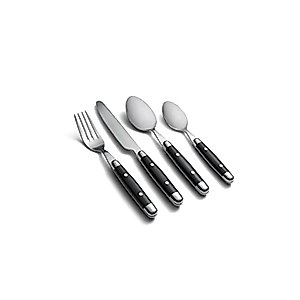 Cambridge Silversmiths 16 Piece Jubilee Flatware Set, Black, First Apartment, Back To College