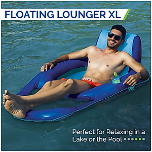 Kelsyus Premium Floating Lounger XL with Fast Inflation, Inflatable Recliner Chair, Lake & Pool Float for Adults with Cup Holder, Amazon Exclusive