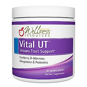 Wellness Resources Vital UT Urinary Tract Supplement with Cranberry (36mg PACs), d-Mannose, Mangosteen, and LactoSpore Probiotic (30 Servings, Powder)