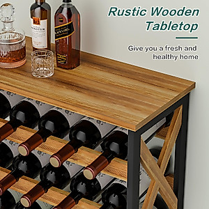 25 Bottle Wine Rack Freestanding Floor Rustic Wine Holder Stand 5 Tier Wobble-Free Tall Wine Racks Wine Large Display Storage Shelf for Cellar Kitchen 21.6''L x 10.6''W x 31.8''H