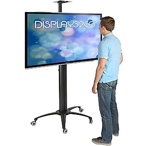 Displays2go Commercial Flat Screen Holder with Case, Steel, Aluminum, MDF – Black, Silver (LPGPWBC)