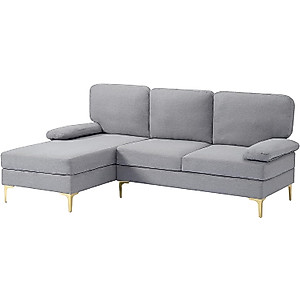 ATY 80" L Shape Sectional Sofa with Chaise, Modern 3-Seater Corner Couch for Small Space, Easy Assemble, Light Gray