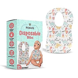 POUATU Premium Disposable Bibs Baby - Mess-Free Feeding and Easy Cleanup - Pack of 20