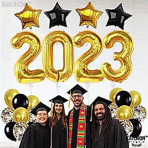 Big, 40 Inch Gold and Black 2023 Balloons Set - Graduation Decorations | Gold and Black Graduation Party Decorations | 2023 Numbers Balloons for Graduation Party Supplies, Class of 2023 Decorations