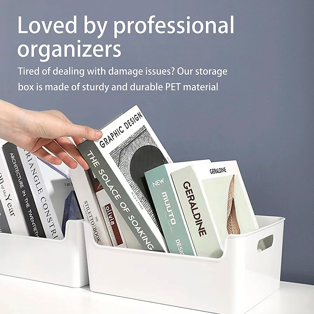 Pantry Organization and Storage Baskets,White Plastic Storage Bin,Open Storage Organizing Bins for Classroom, Office, School, Shelves,Bins Pantry Organizer,Pack of 1,Medium,Large (13.39”x9.45”x5.51”)