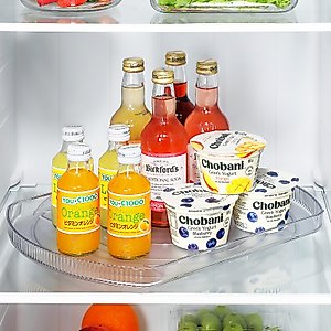 LAMU Lazy Susan Organizer for Refrigerator 15.4''x11'' Turntable Organizer for Fridge, Cabinet, Pantry, Kitchen Bathroom Vanity Makeup Refrigerator Organizers and Storage, Clear, Rectangle,1Pack
