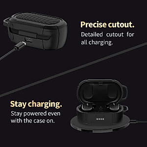 WQNIDE Case for Bose QuietComfort Earbuds, Soft and Flexible Silicone Scratch/Shock Resistant Cover for True Wireless Bluetooth Earphones with Carabiner (Black)