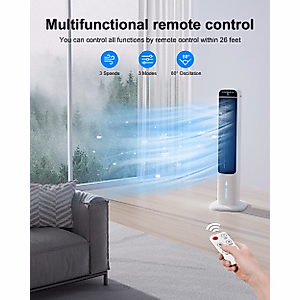 Uthfy Tower Fan for Bedroom,Fans that Blow Cold Air,41"Evaporative Air Cooler Swamp Cooler with 4L Tank & 4 Ice Packs,Oscillating Fan with Remote Control,Quiet Floor Standing Fan for Room