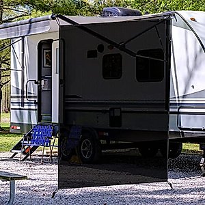 PAULINN RV Awning Side Sunshade Screen 9' X 7', Black Mesh Screen for UV Blocker and Privacy, Complete Camper Awning Side Shade Screen Kit for Motorhome Camping Trailer Canopy