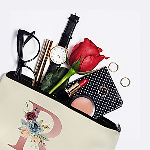 Binggemen Initial Canvas Tote Bag with Zipper Pockets,Personalized Totes for Women Bridesmaids Teacher,Cosmetic Makeup Bag,Monogrammed Gifts for Wedding Birthday (Letter R)