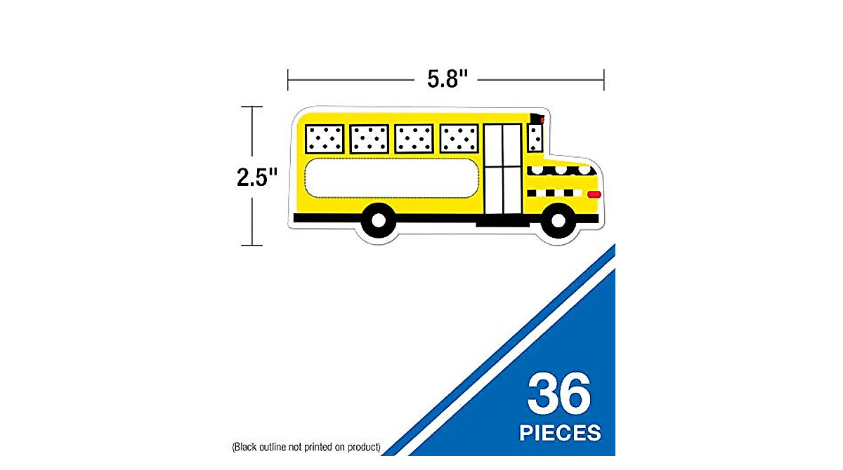 Stylish Black & White School Bus Cutouts - 36 Pack
