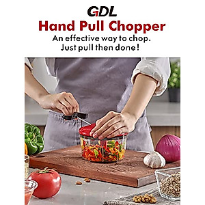 Manual Food Chopper, Hand Pull String Onion Chopper, Dishwasher Safe Food Mincer, No BPA Food Grade Material, 2.5 Cups 0.6L
