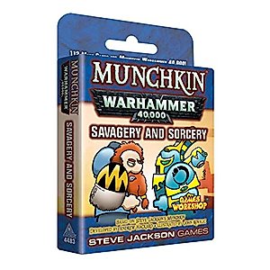 Steve Jackson Games Munchkin Warhammer 40,000: Savagery and Sorcery Card Game (Expansion) | 112 Cards | Family Game | Fantasy Adventure RPG | Ages 10+ | 3-6 Players | Avg Play Time 120 Min