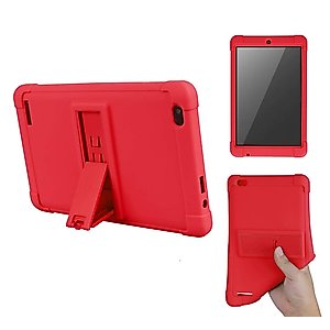 Onn 7 inch Tablet Case, [Kickstand] Shockproof Silicone Cover Case for Onn 7" Tablet Model: 100015685/100005206 / 100026191 (Red)