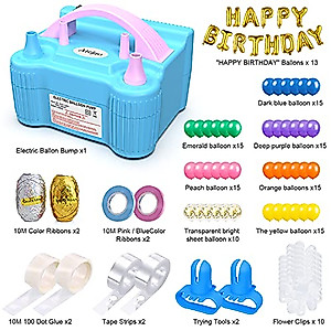 Balloon Pump,134 PCS Electric Balloon Pump 110V 600W Portable Dual Nozzles- Ballon Arch Garland Kit with Tape Strip, Tying Tool, Dot Glue, Flower Clip for Party Decoration