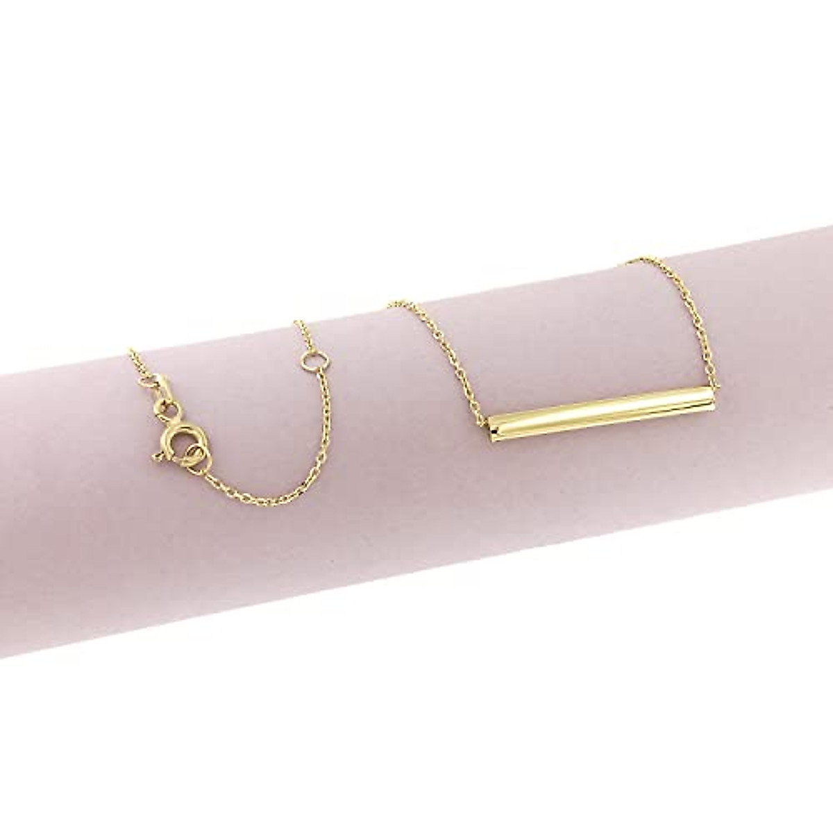 Lucchetta - Solid Gold Bar Pendant Necklace, 14 karat Yellow Gold Goldbar with 16+2 Inch Chain, Womens Girls14k Gold Authentic Italian Necklaces Jewelry from Italy