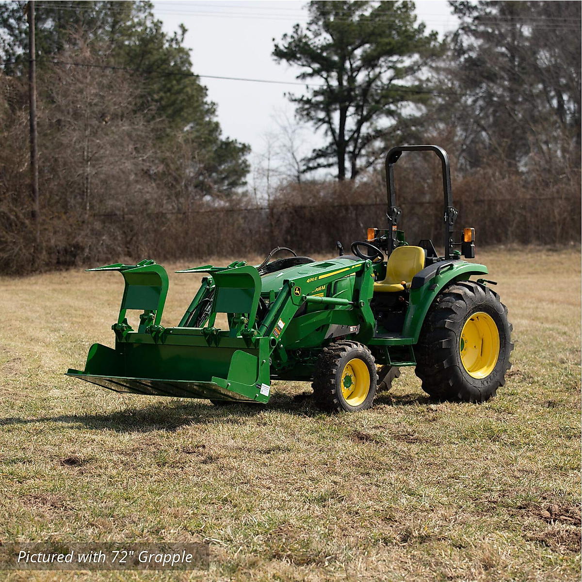 Titan Attachments 60" Debris Grapple Bucket Attachment Fits John Deere Loaders, Hook and Pin Connection