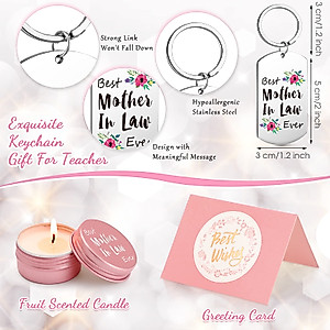 Nuanchu Mother Gift Set Birthday Gifts for Mom from Daughter Son Thank You Gift Relaxing Spa Gift Basket Makeup Bag Keychain 12 oz Wine Tumbler with Lid Straw Brush Mothers Day Gift (Mother in Law)