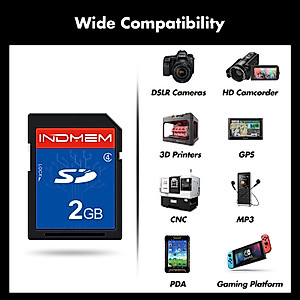 INDMEM SD Card 2GB Class 4 Flash Memory Card 2G SLC Stanard Secure Digital Cards (1PC)