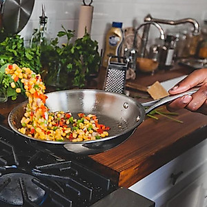 Sardel 12” Skillet - Made in Italy, Stainless Steel Frying Pan, Non Stick, Lightweight, Sturdy Heat Resistant Handle, Induction Compatible & Oven Safe