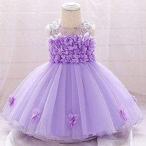 ODASDO Purple Toddler Dress, Lavender Dress for Toddler Girls, First Birthday Party Cake Smash Photoshoot Tulle Baby Easter Dresses Pageant Wedding Flower Girl Lace Gown Light Purple 12-18M