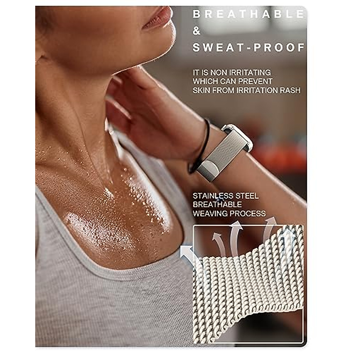 Original Stainless Steel Milanese Loop Compatible with Apple Watch Band 38mm 40mm 41mm 42mm 44mm 45mm 49mm, Magnetic Clasp Replacement Band for iwatch Series Ultra SE 8 7 6 5 4 3 2 1, Women & Men Watch Strap for iWatch (Starlight, 41mm/40mm/38mm)