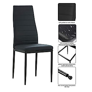 AOSGYA Modern Kitchen Dinning Room Chairs, Ergonomically High Backrest Faux Leather Dining Chair w/Metal Frame Legs, Set of 4 Upholstery Chairs (Black)