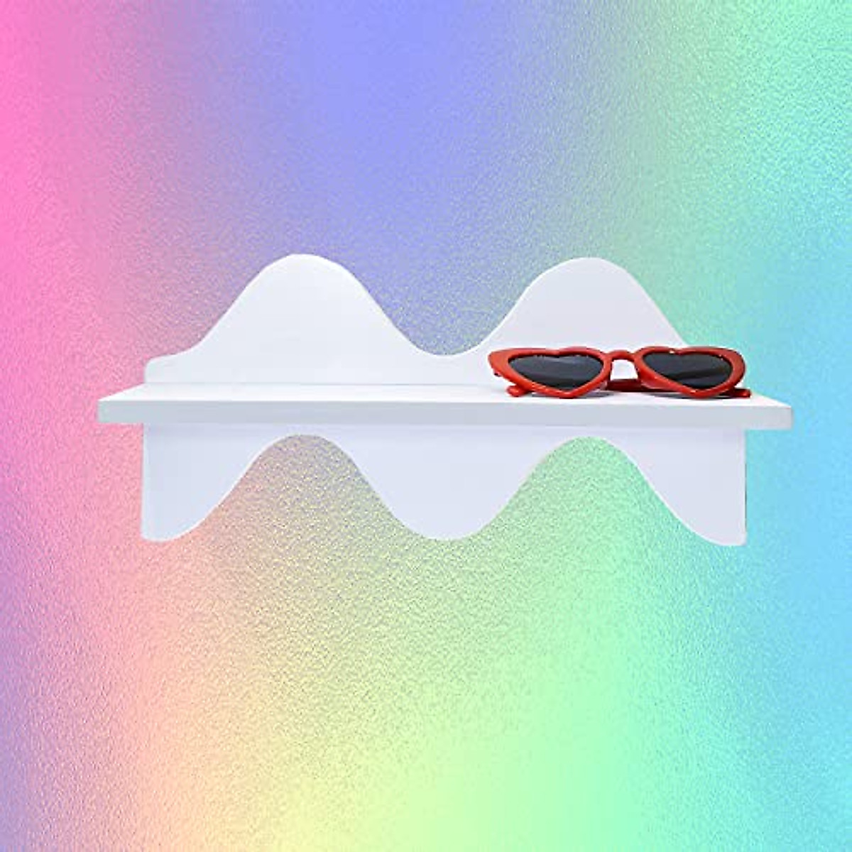 Small Floating Shelves for Wall Decor - Cute Wavy White Shelf
