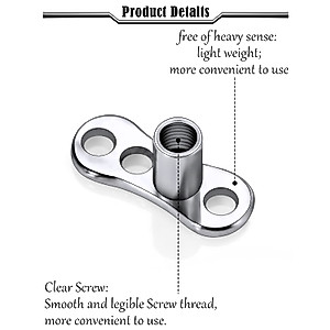 Uqnwbdq G23 Titanium Dermal Base Dermal Piercing Jewelry Hypoallergenic implant medical Dermal Anchor Top Dermal Jewelry kit Surgical Stainles Steel Diamond Microdermal Piercing Jewelry for Women Men
