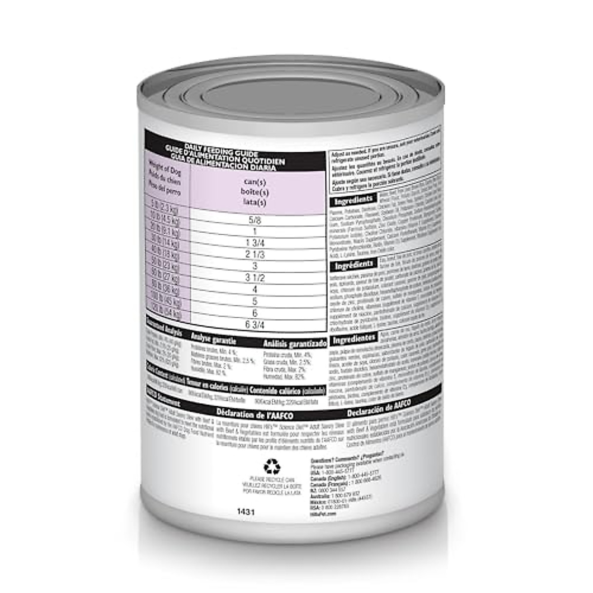 Hill's Science Diet Adult 1-6, Adult 1-6 Premium Nutrition, Wet Dog Food, Beef & Vegetables Stew, 12.8 oz Can, Case of 12