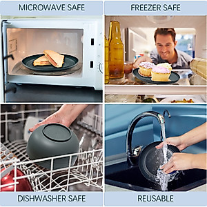 Plastic Dinnerware Sets for 6, Osonm 24PCS Lightweight Unbreakable Plates Bowls Cups Sets, Dishwasher Microwave Safe Dishes Set for Camping, RV, Picnic, Kitchen, Great for Kids & Adults