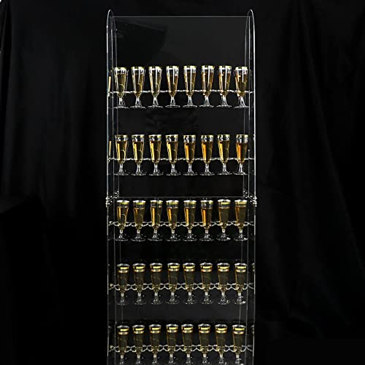 Efavormart 5ft Clear Acrylic 5-Tier Wine Glass Stemware Rack, Champagne Flute Holder Wall Stand