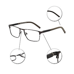 OCCI CHIARI Mens Rectangle Full-Rim Metal Black Non-prescription Clear Optical Glasses 54mm (A -Brown)