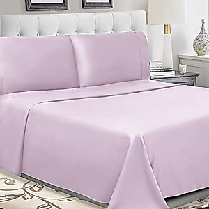 SUPERIOR Cotton Percale Deep Pocket Sheet Set, Twin, Lilac, 3-Pieces