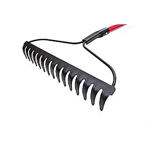 Bully Tools 92309 12-Gauge 16-Inch Bow Rake with Fiberglass Handle and 16 Steel Tines, 58-Inch